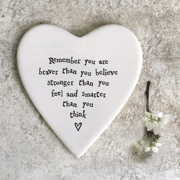 Braver Than You Believe Porcelain Heart Shaped Coaster – Bliss Gifts